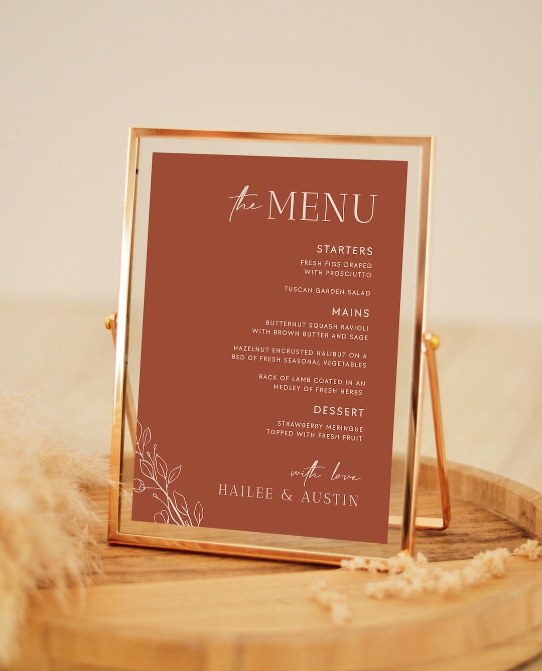Burnt Orange Small Wedding Menu Table Sign Editable Template ...