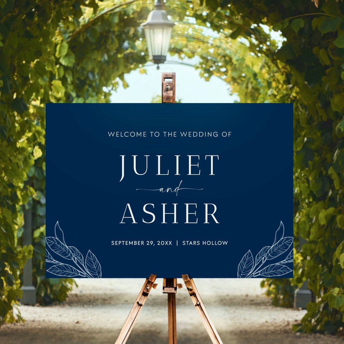 Large Navy Blue Welcome Sign Wedding Ceremony Template, Editable ...
