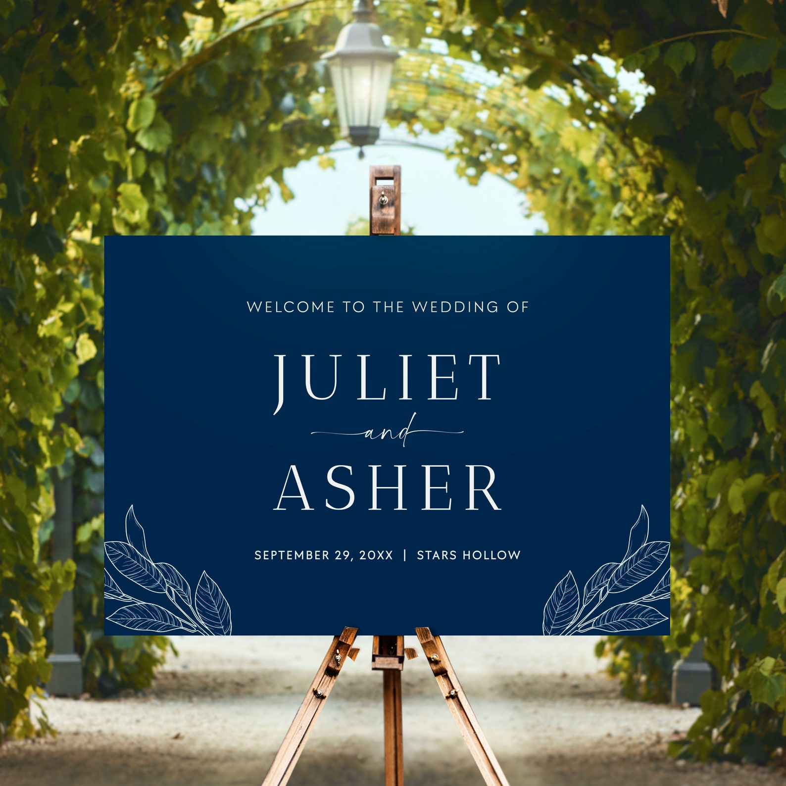 Large Navy Blue Welcome Sign Wedding Ceremony Template, Editable ...