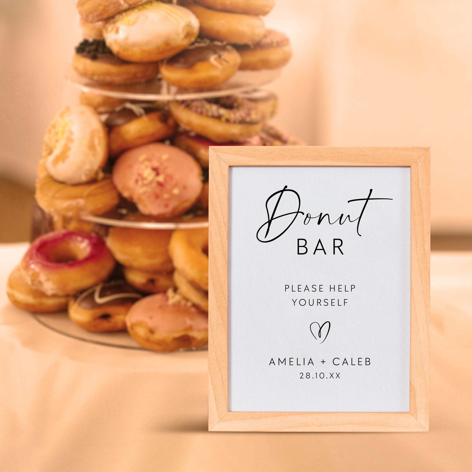 Modern Wedding Donut Bar Printable Sign Template, Elegant Minimalist Donut Bar Sign Small ...