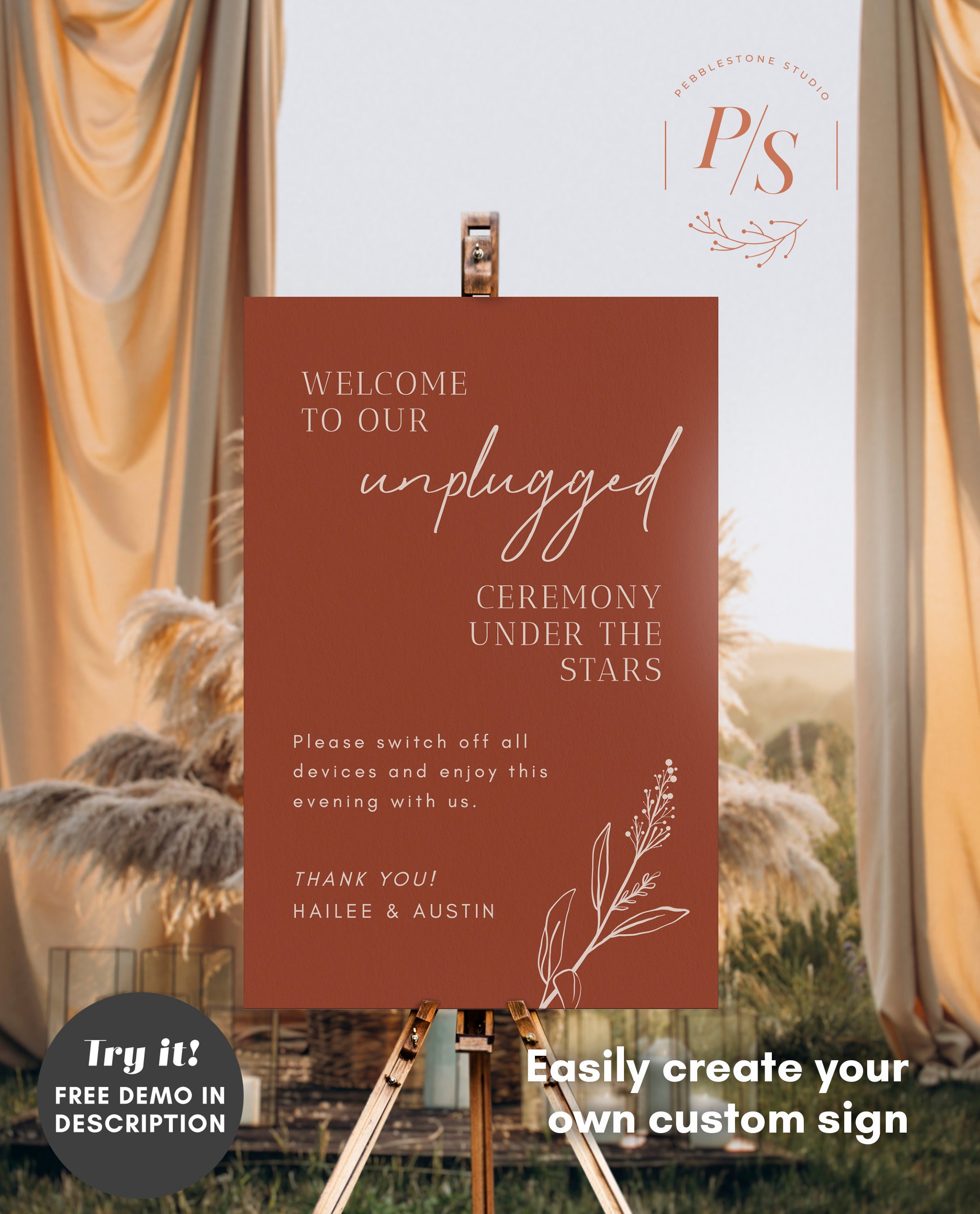 Large Custom Sign Editable Templates for Terracotta Weddings Big ...