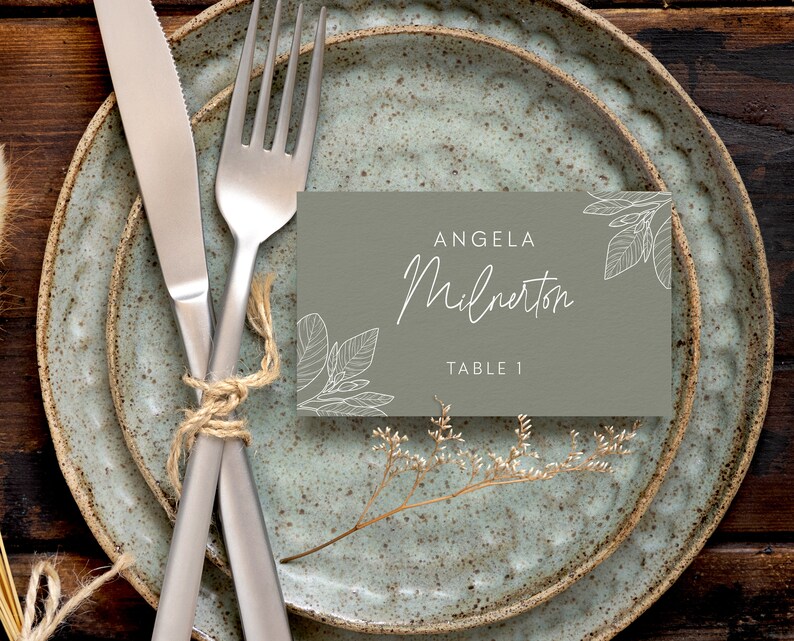 Sage Green Name Place Cards Wedding Templates Printable Tented - Etsy