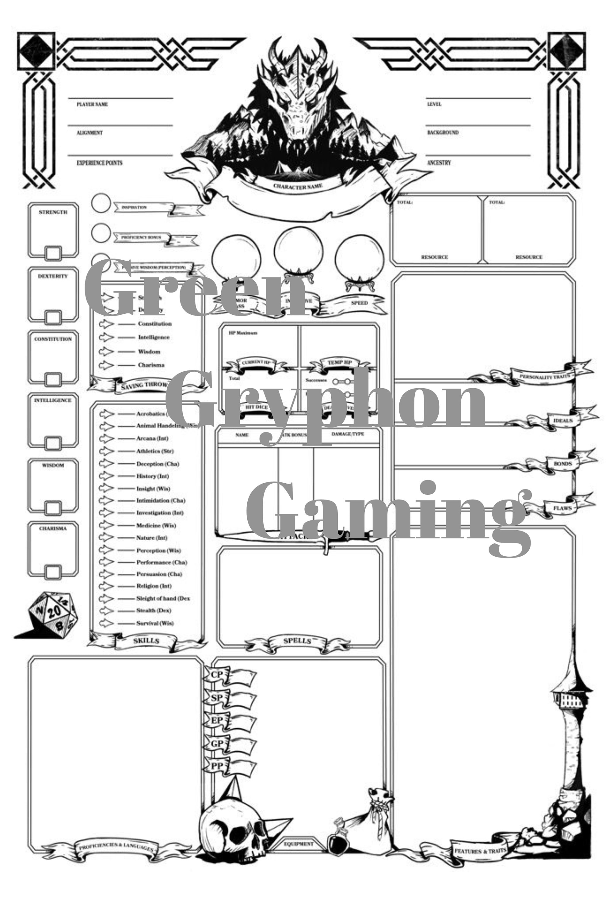 Dnd Character Sheet Dnd Player Gift Dungeon Master Gift DM Gifts Dnd ...