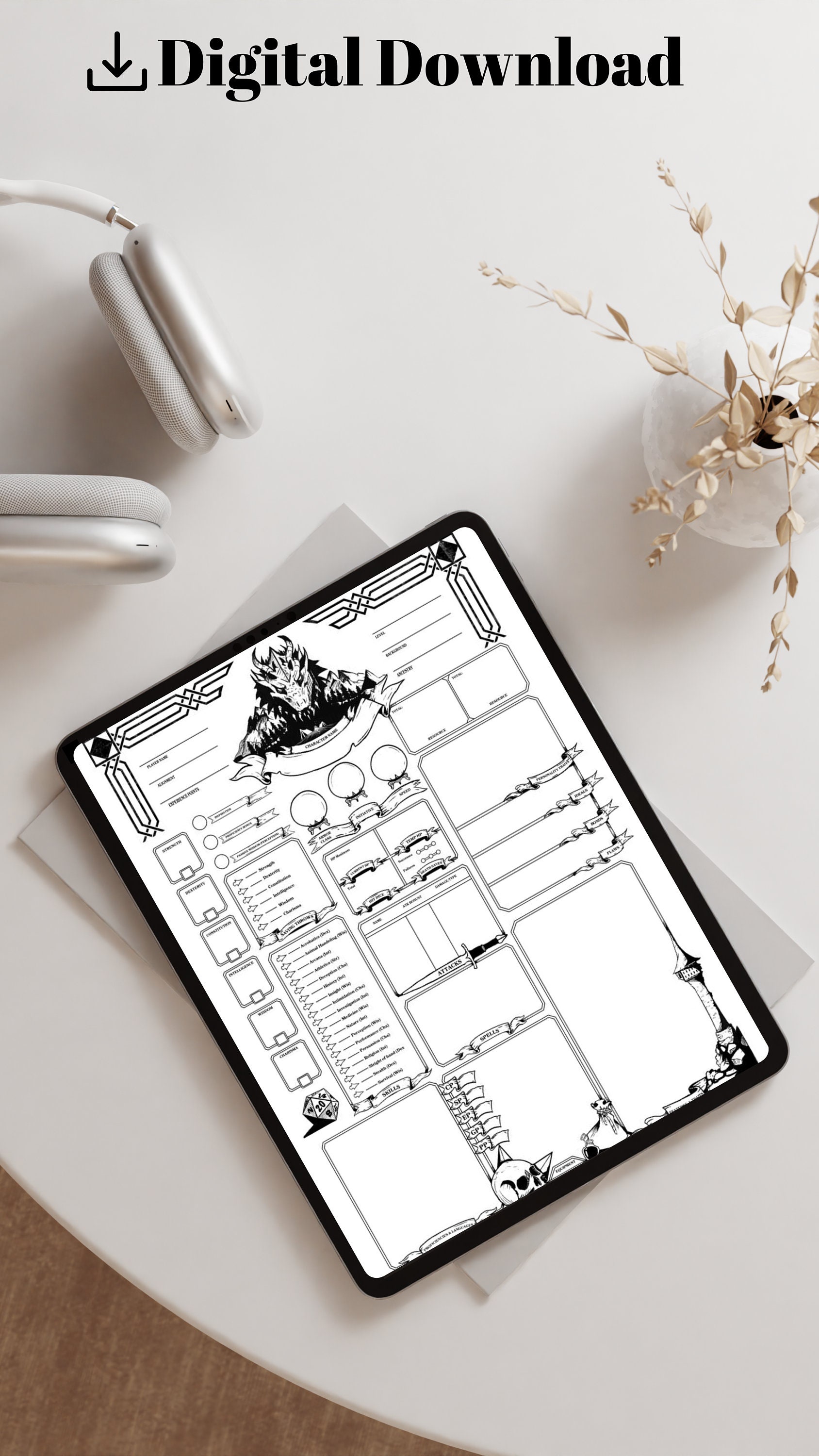 Dnd Character Sheet Dnd Player Gift Dungeon Master Gift DM Gifts Dnd ...