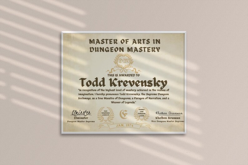 Custom DM Master's Degree Dungeon Master Gift DM Gifts Dnd Campaign ...