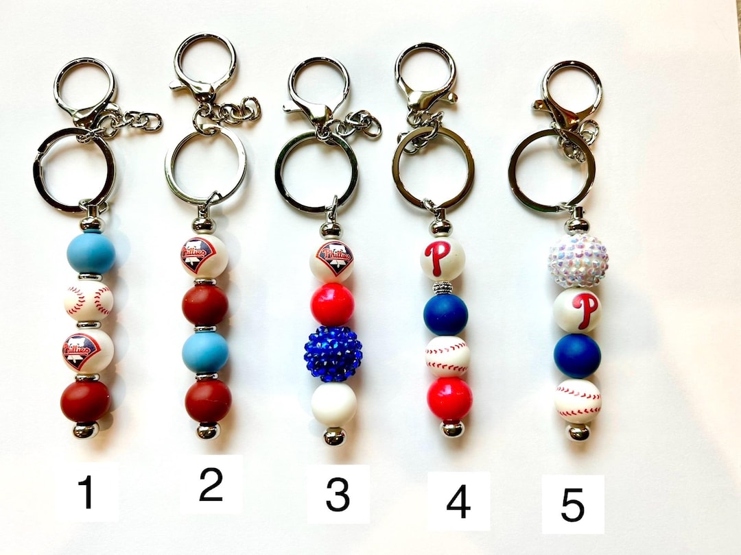 Philadelphia Phillies Bead Keychains, Bag Charms, Baseball, Focal Beads ...
