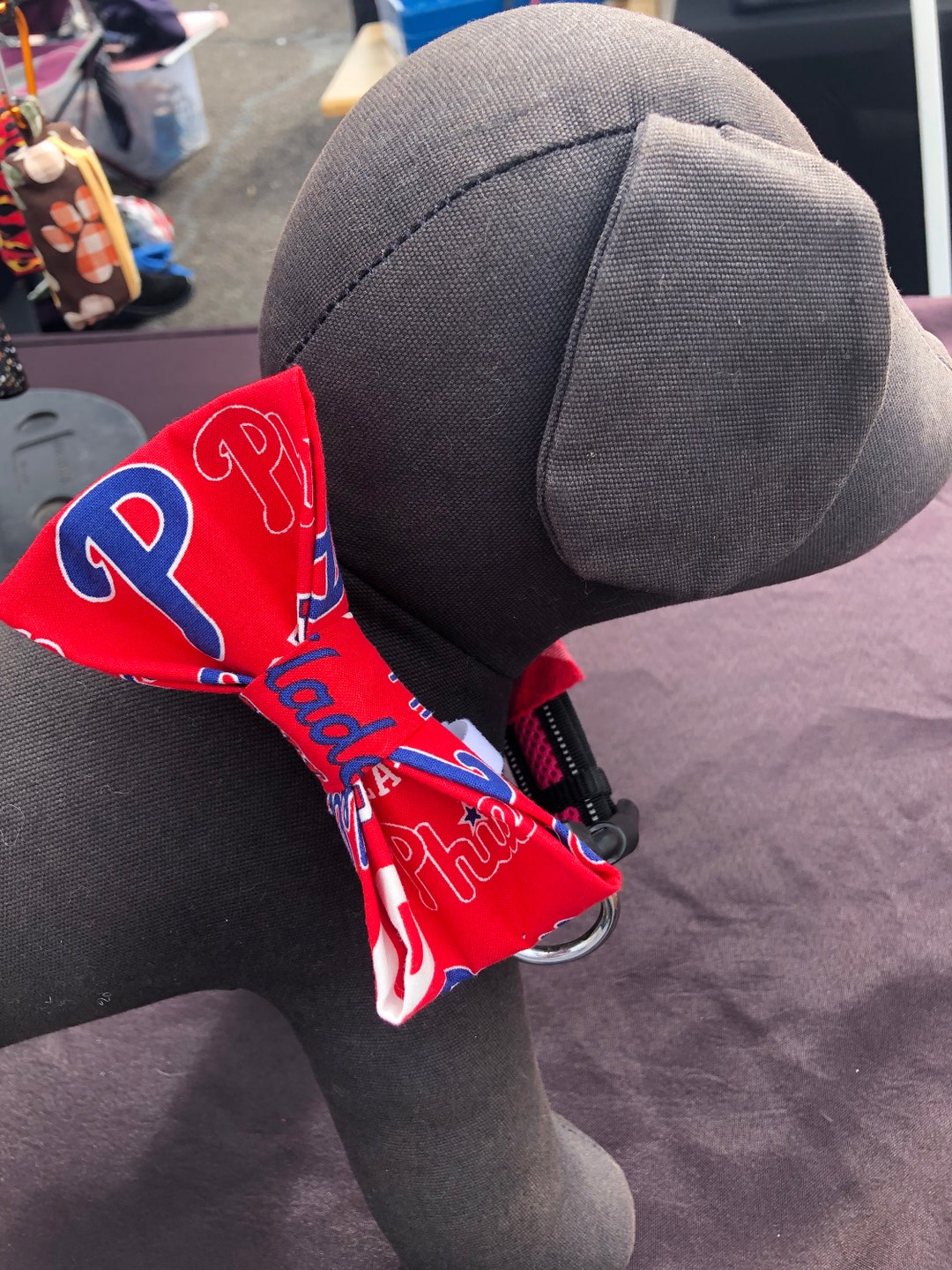 Philadelphia Phillies Cotton Fabric Dog/pet Bow Tie With Velcro Straps ...