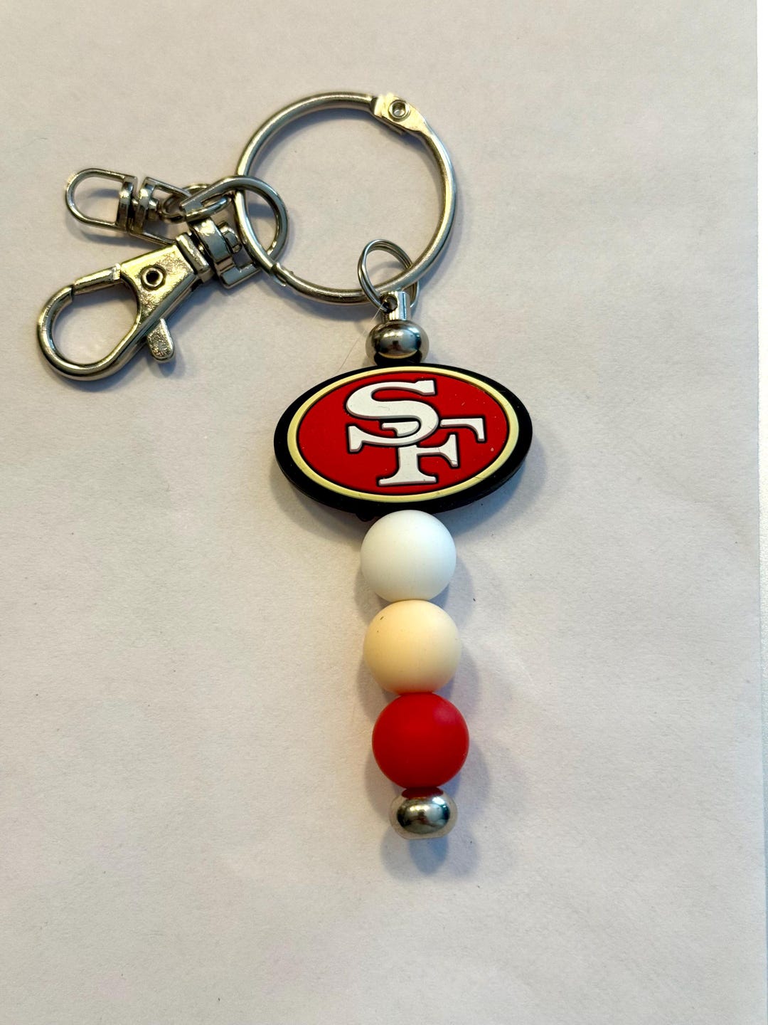 San Francisco 49ers Beaded Keychains, Bag Charms, Football, Focal Beads ...