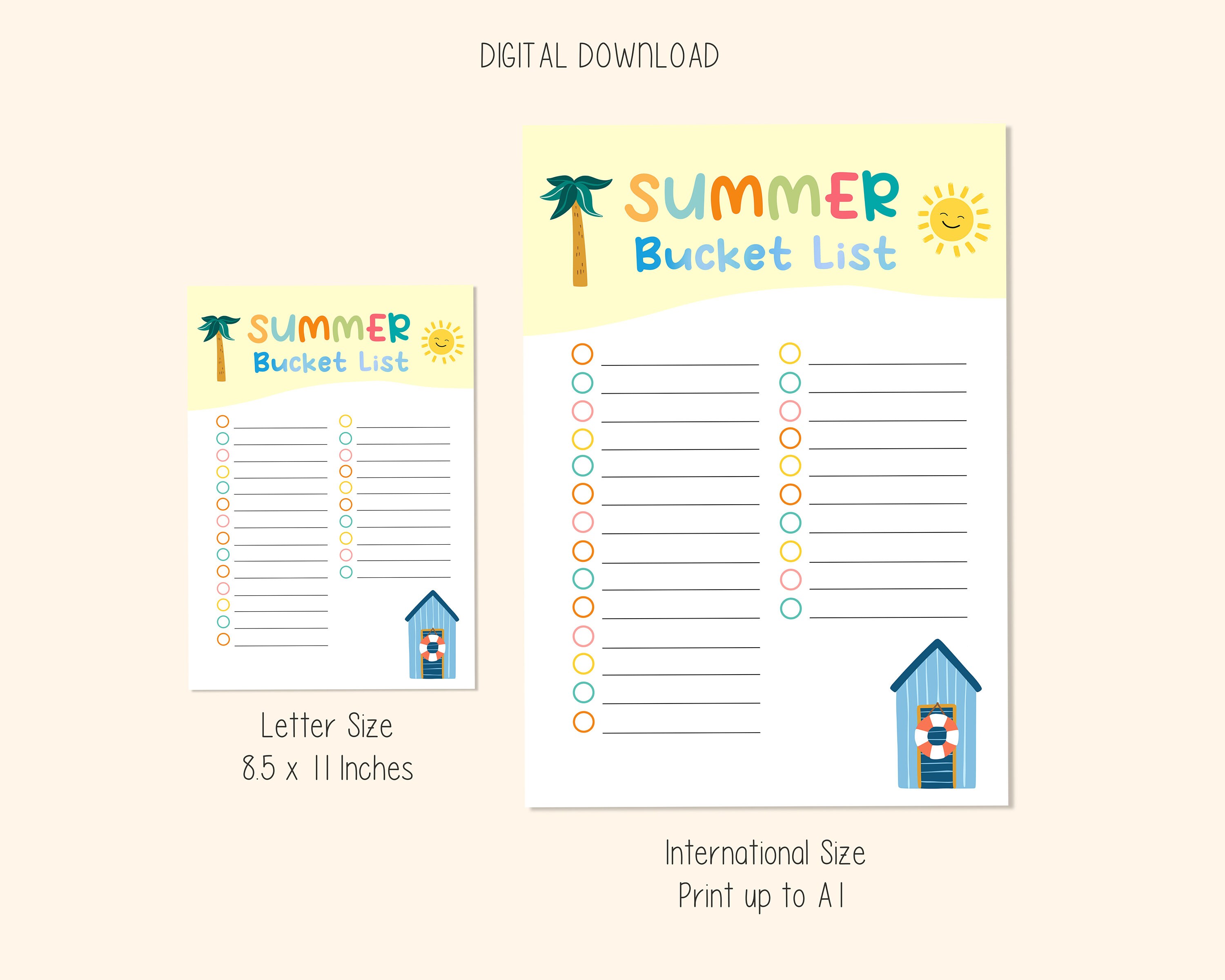 Kids Summer Bucket List Activities Printable, Colourful Summer to Do ...