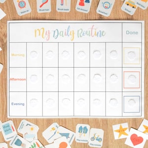 Daily Routine Morning Afternoon Chart for Kids Autism Friendly Visual ...