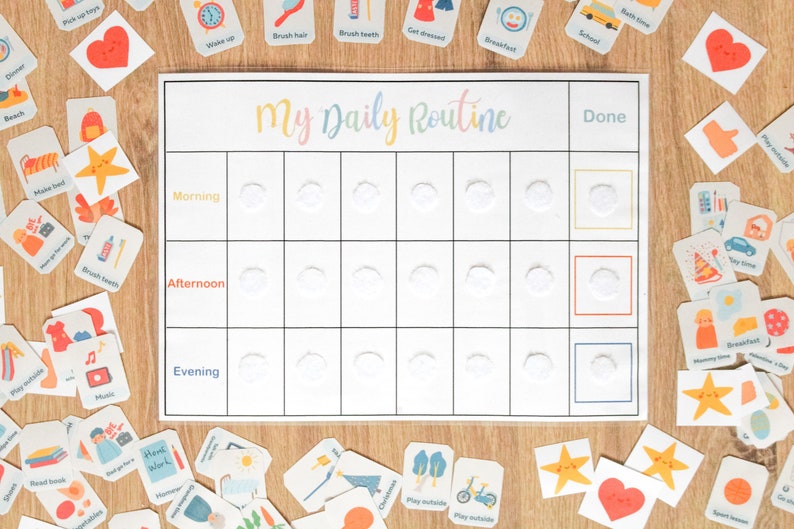 Daily Routine Morning Afternoon Chart for Kids Autism Friendly Visual ...