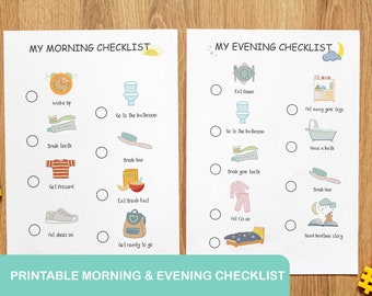 Kids Morning and Evening Routine Daily Planner Checklist Printable ...