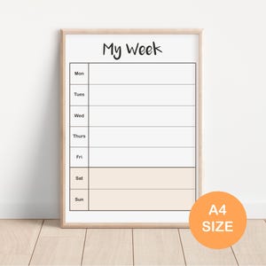 Kids Weekly Planner Schedule Printable Chart, Kids Weekly Routine ...