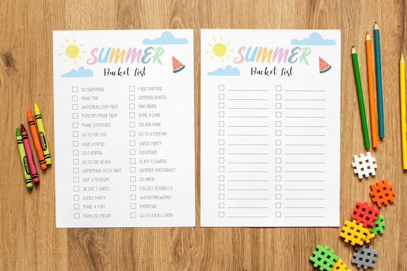 Summer Bucket List Printable Kids Tasks Activities, Kids Summer To-do ...
