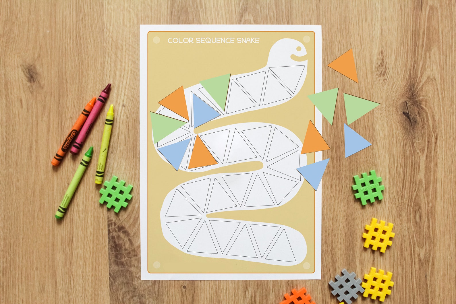 Colour Sequence Game Snake Busy Book Montessori Printable Worksheet ...