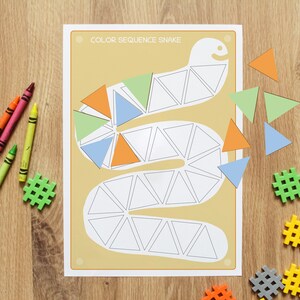 Colour Sequence Game Snake Busy Book Montessori Printable Worksheet ...