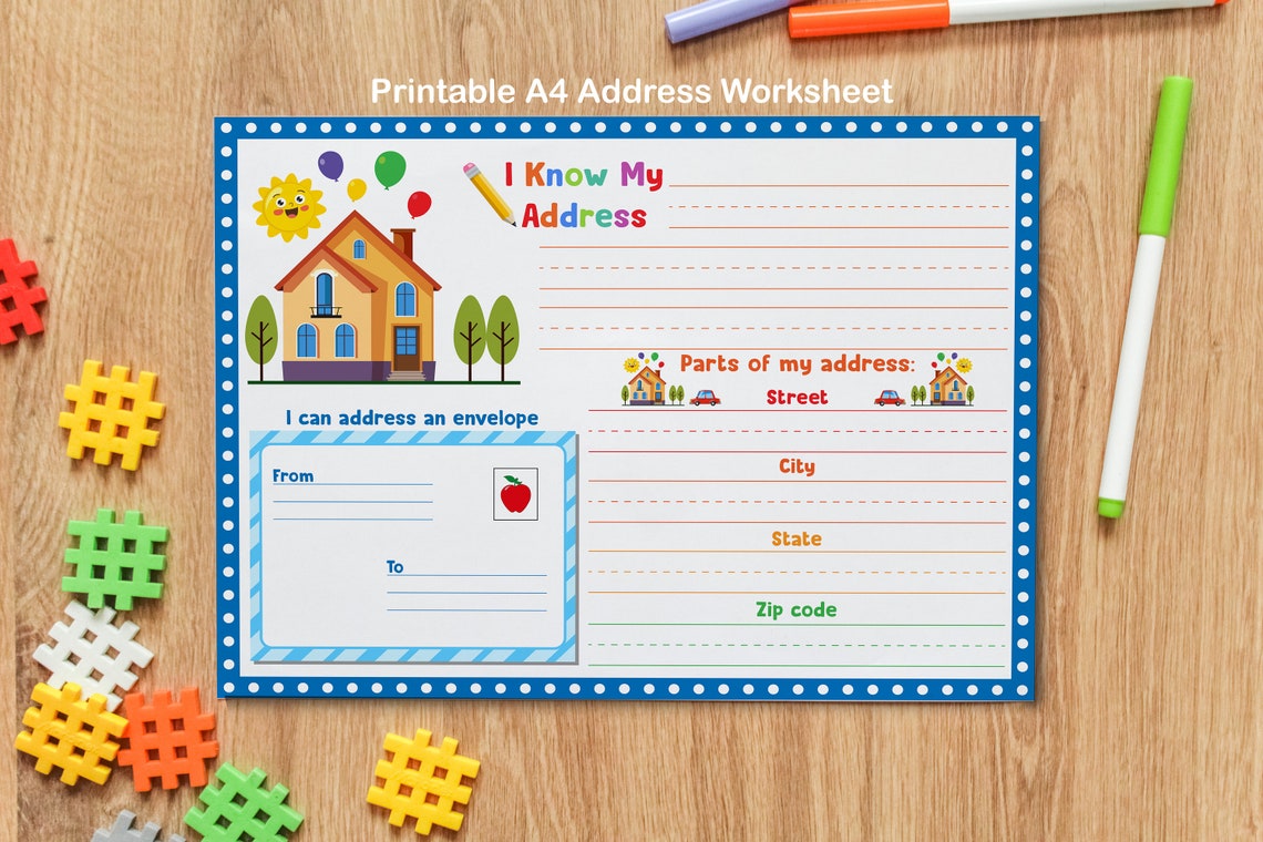 I Know My Address Kids Printable Life Skills Letter Address Worksheet ...