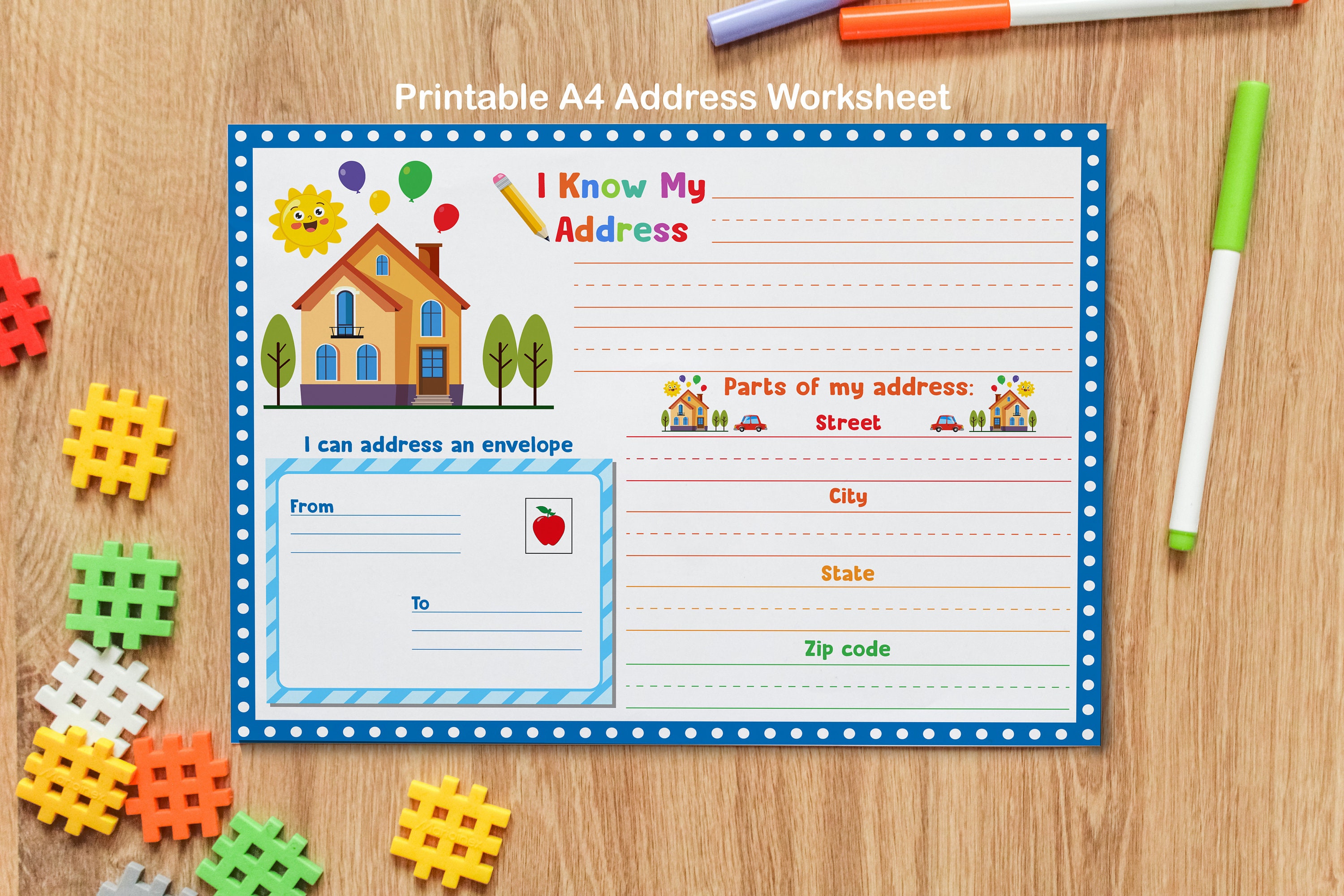 I Know My Address Kids Printable Life Skills Letter Address Worksheet ...