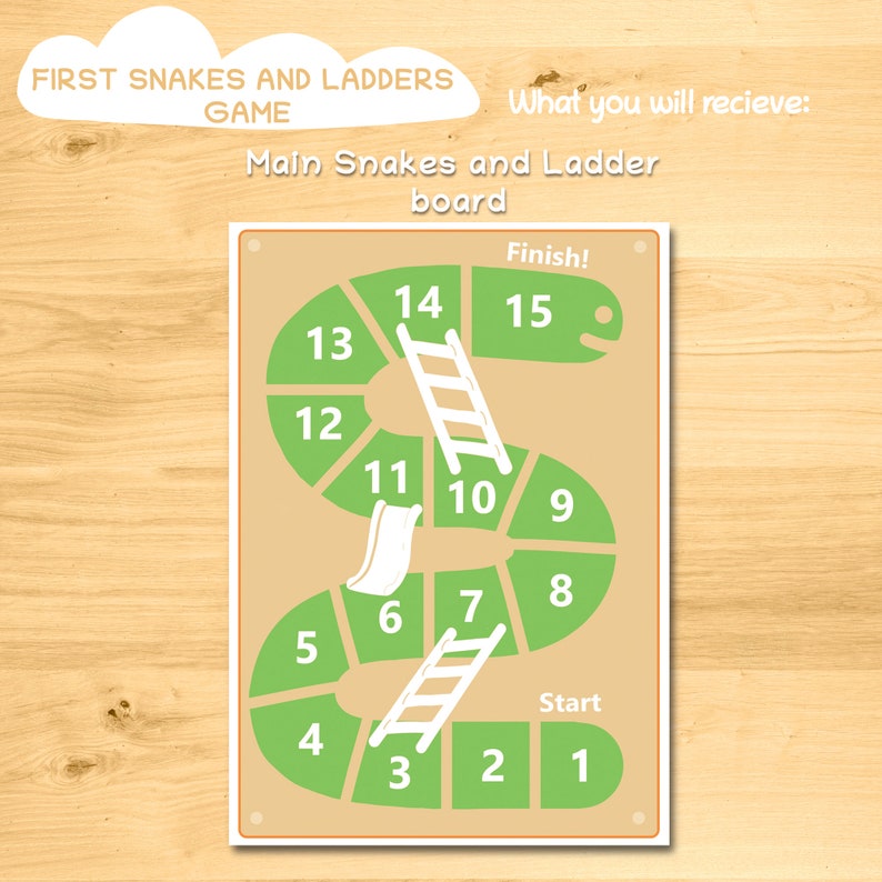 Simple Snakes and Ladder First Board Game Printable Game, Autism ADHD ...