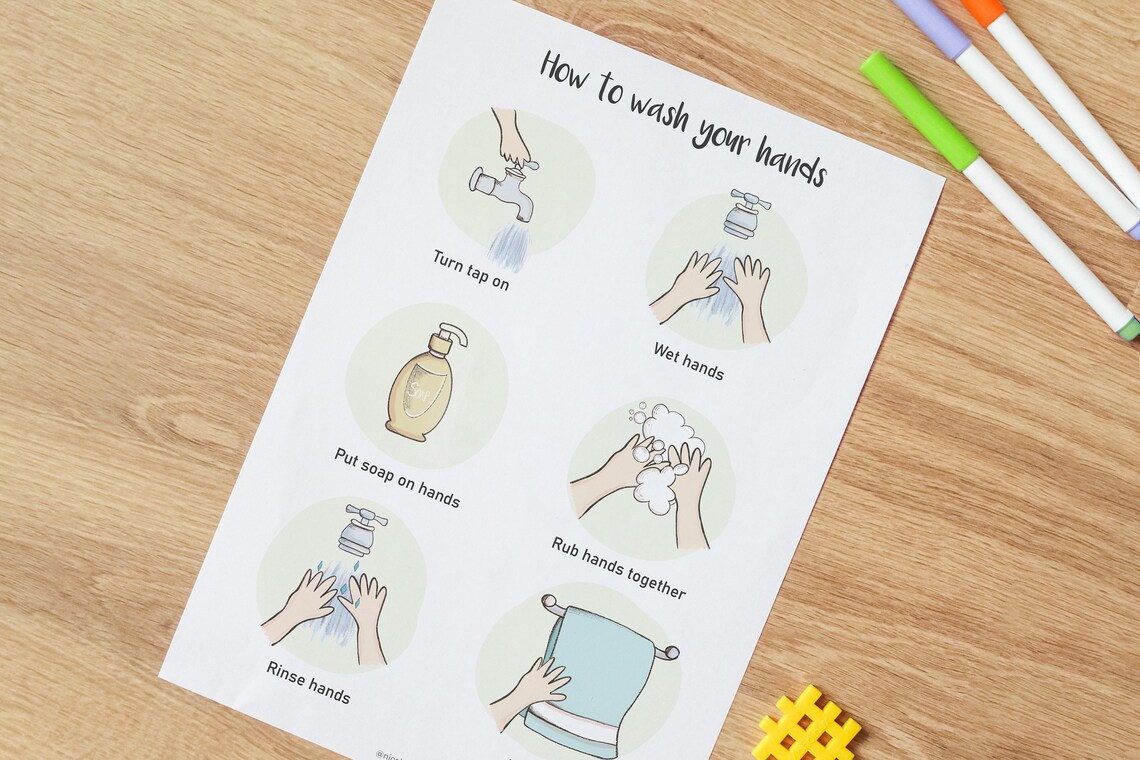 How to Wash Hands Instructions Kids Visual Support Communication Aid ...