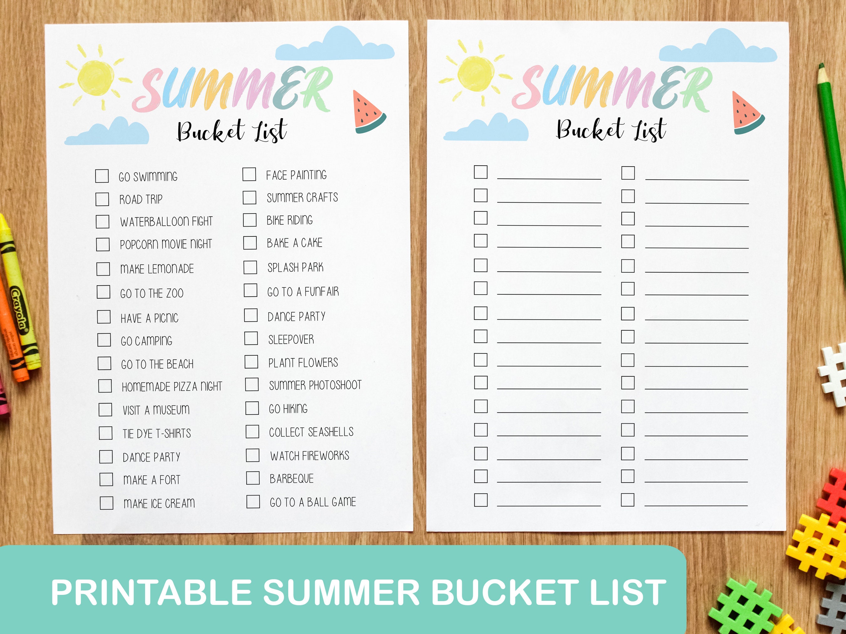 Summer Bucket List Printable Kids Tasks Activities, Kids Summer To-do ...