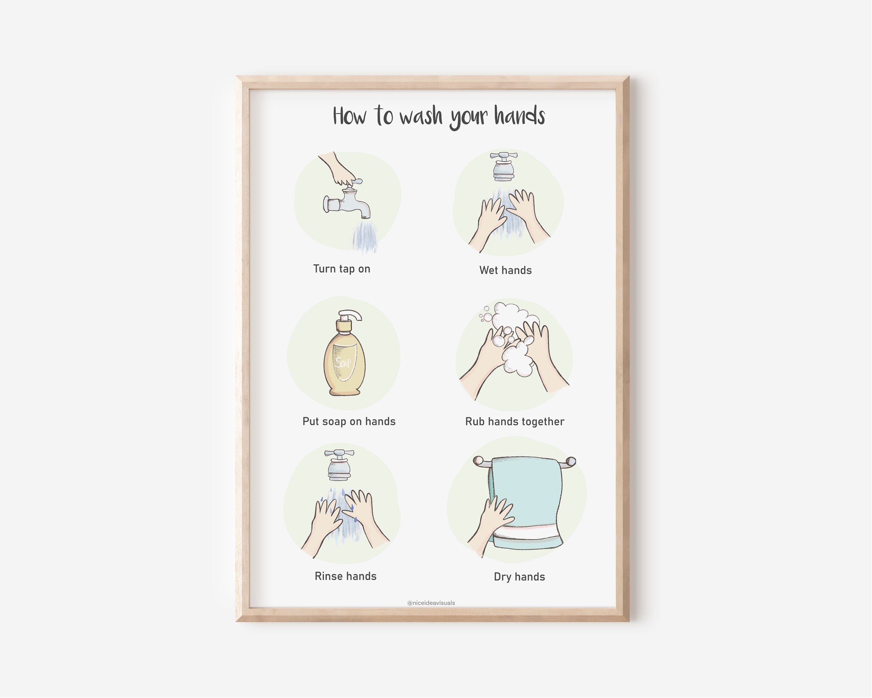 How to Wash Hands Instructions Kids Visual Support Communication Aid ...