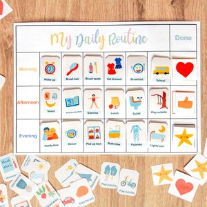 Daily Routine Morning Afternoon Chart for Kids Autism Friendly Visual ...
