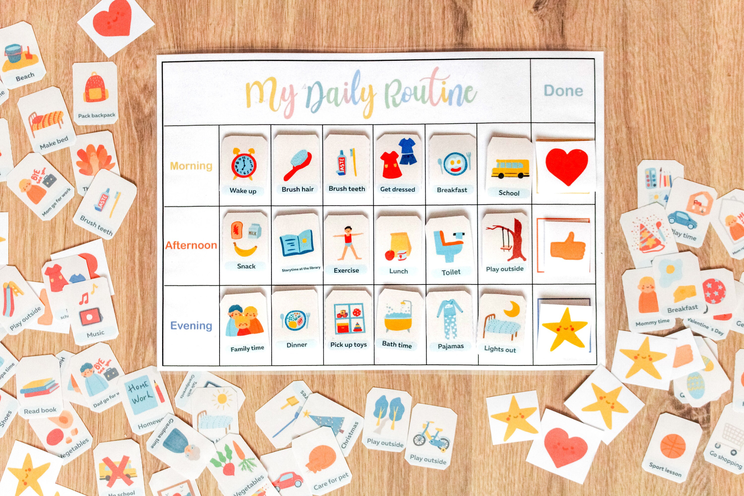 Daily Routine Morning Afternoon Chart for Kids Autism Friendly Visual ...