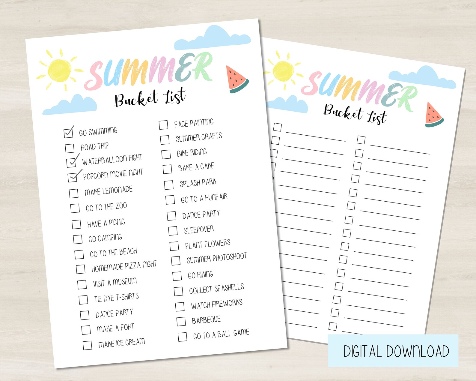 Summer Bucket List Printable Kids Tasks Activities, Kids Summer To-do ...