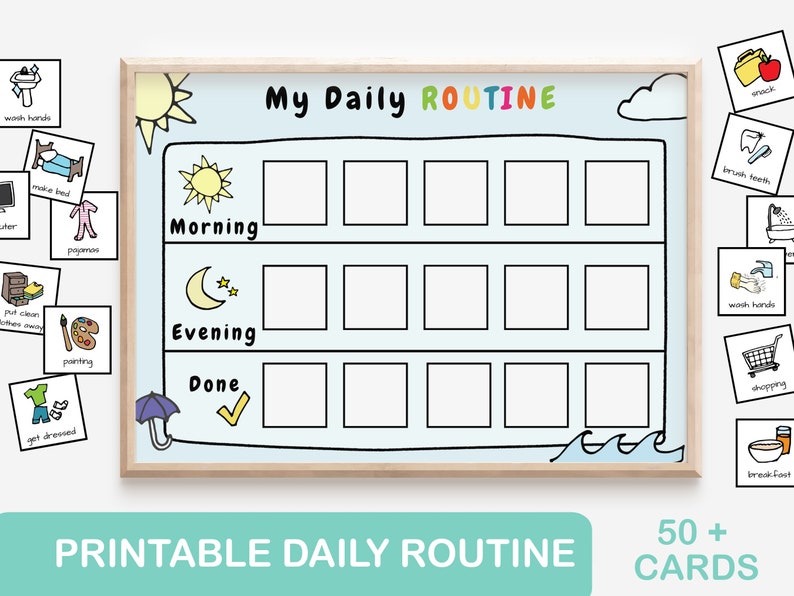 Daily Routine Chart for Kids Daily Planner Schedule Chore Checklist ...