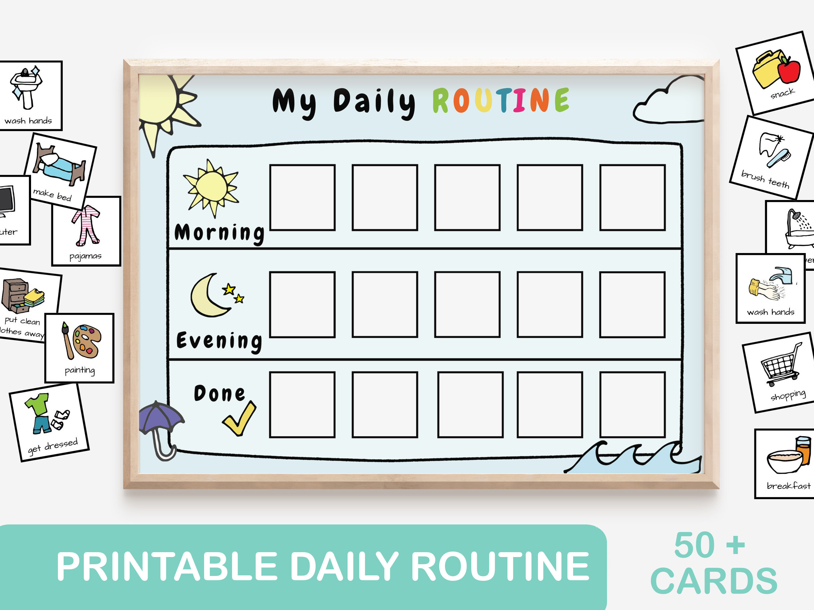 Daily Routine Chart for Kids Daily Planner Schedule Chore Checklist ...