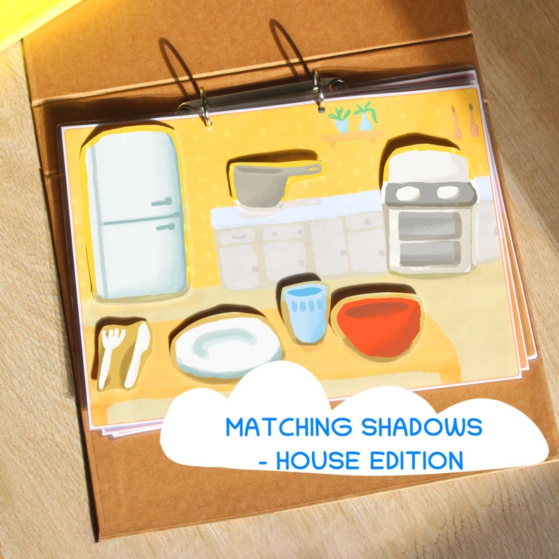 Colourful Printable Kids Busy Book Shadow Matching Shape Furniture ...