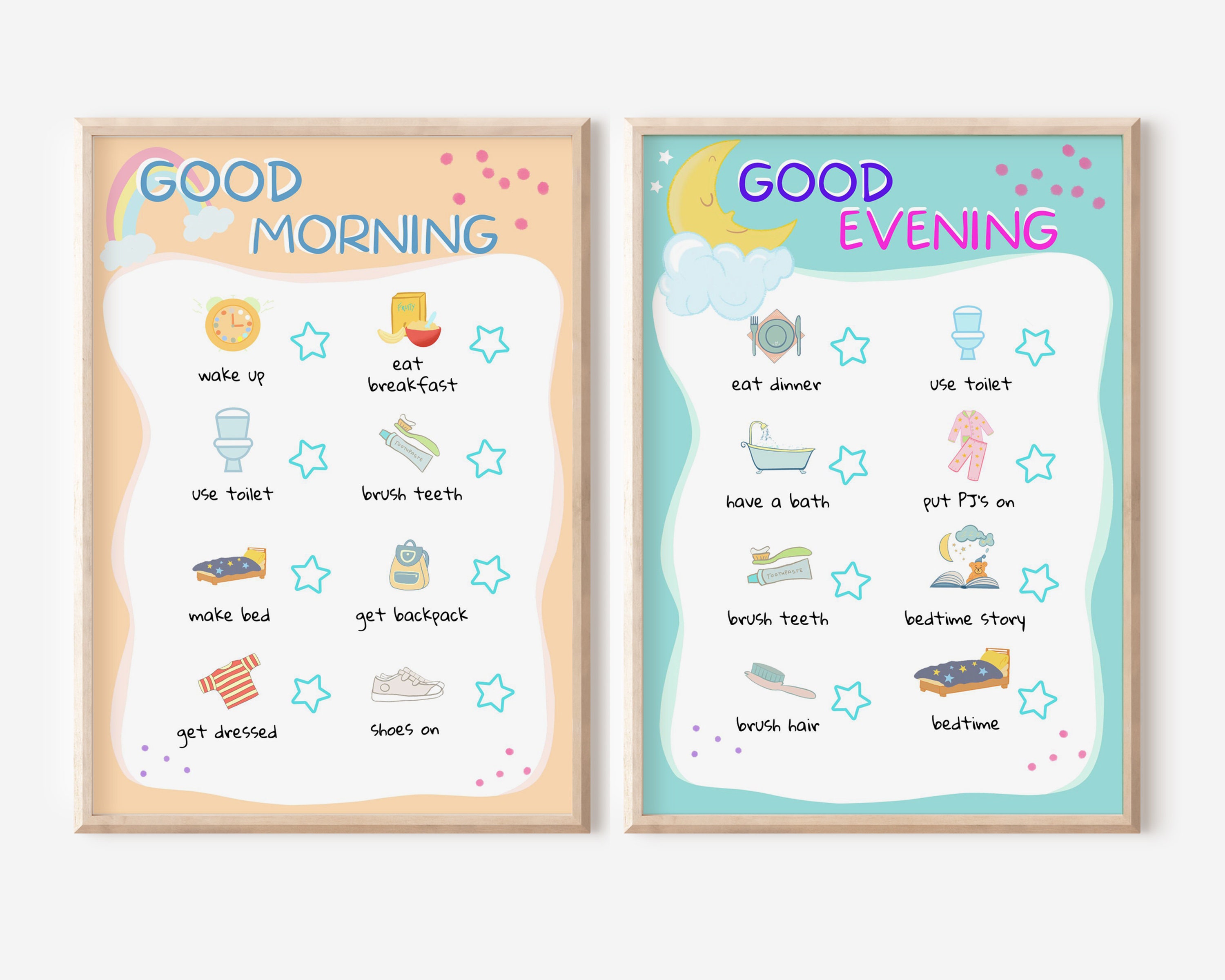 Kids Morning and Evening Routine Daily Planner Checklist Printable ...