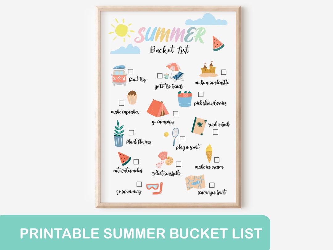 Summer Bucket List Printable Kids Summer Activities Planner, Summer To ...