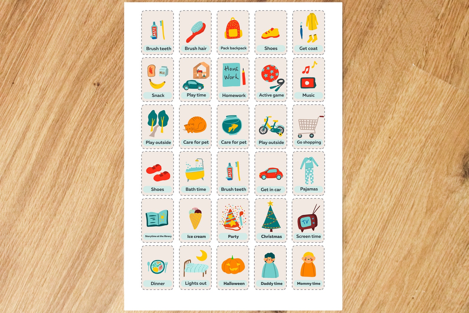 Daily Routine Morning Afternoon Chart for Kids Autism Friendly Visual ...