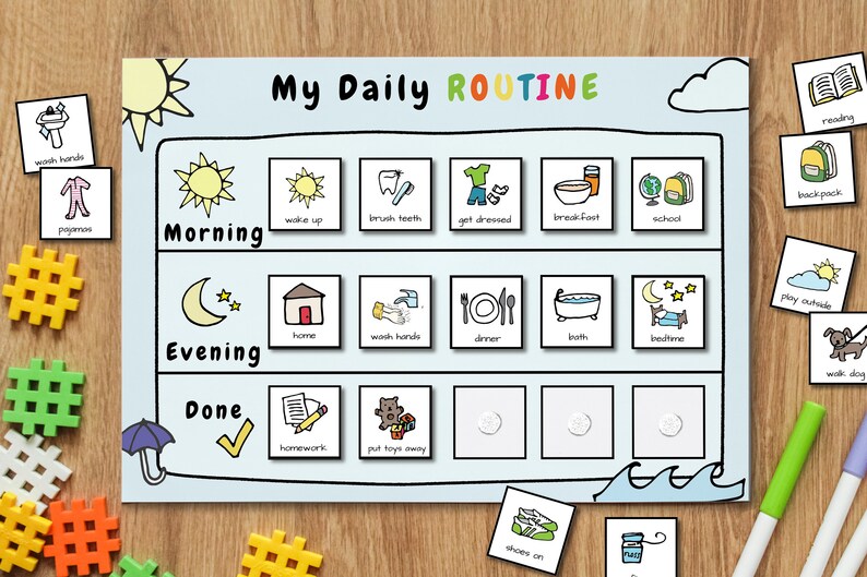 Daily Routine Chart for Kids Daily Planner Schedule Chore Checklist ...
