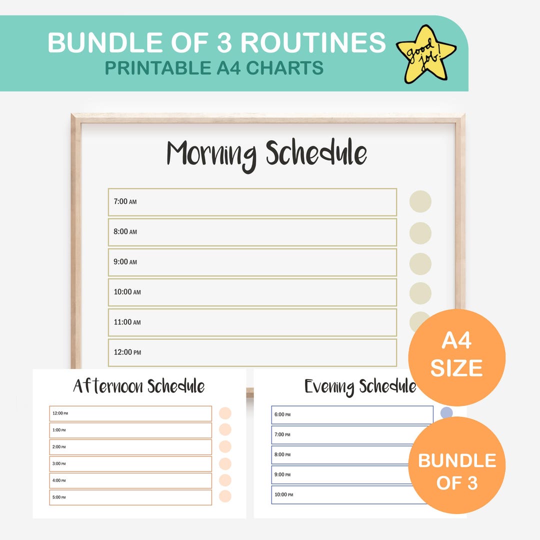 Morning Afternoon Evening Kids Schedule Planner Chart, Kids Daily ...