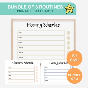 Printable Kids Daily Routine Checklist Morning & Evening A4 Print, Kids ...