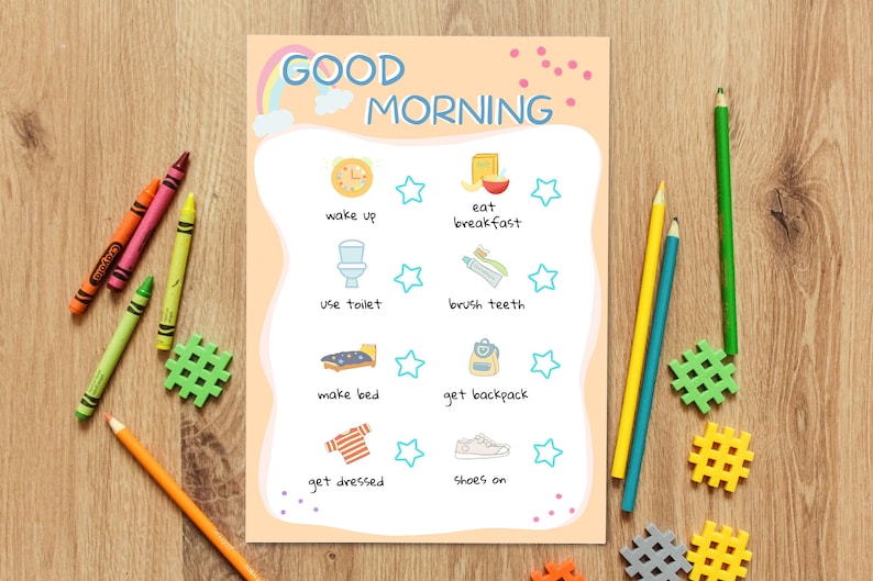 Kids Morning and Evening Routine Daily Planner Checklist Printable ...