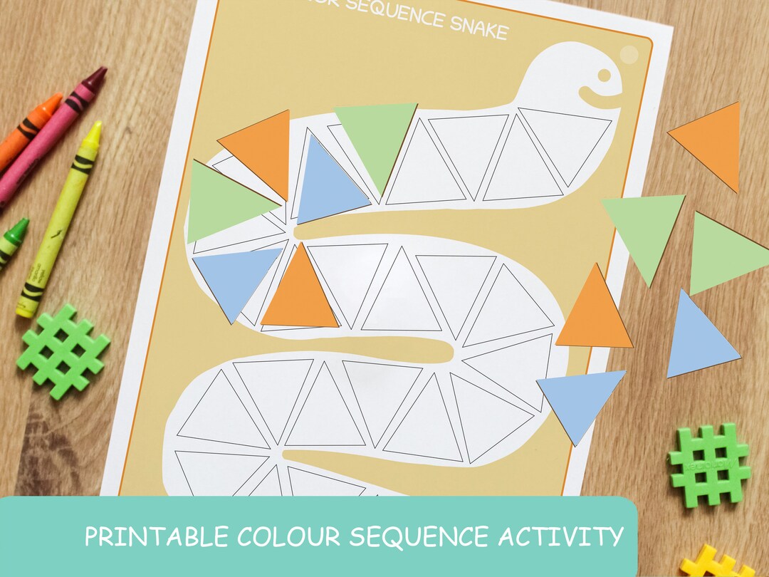 Colour Sequence Game Snake Busy Book Montessori Printable Worksheet ...