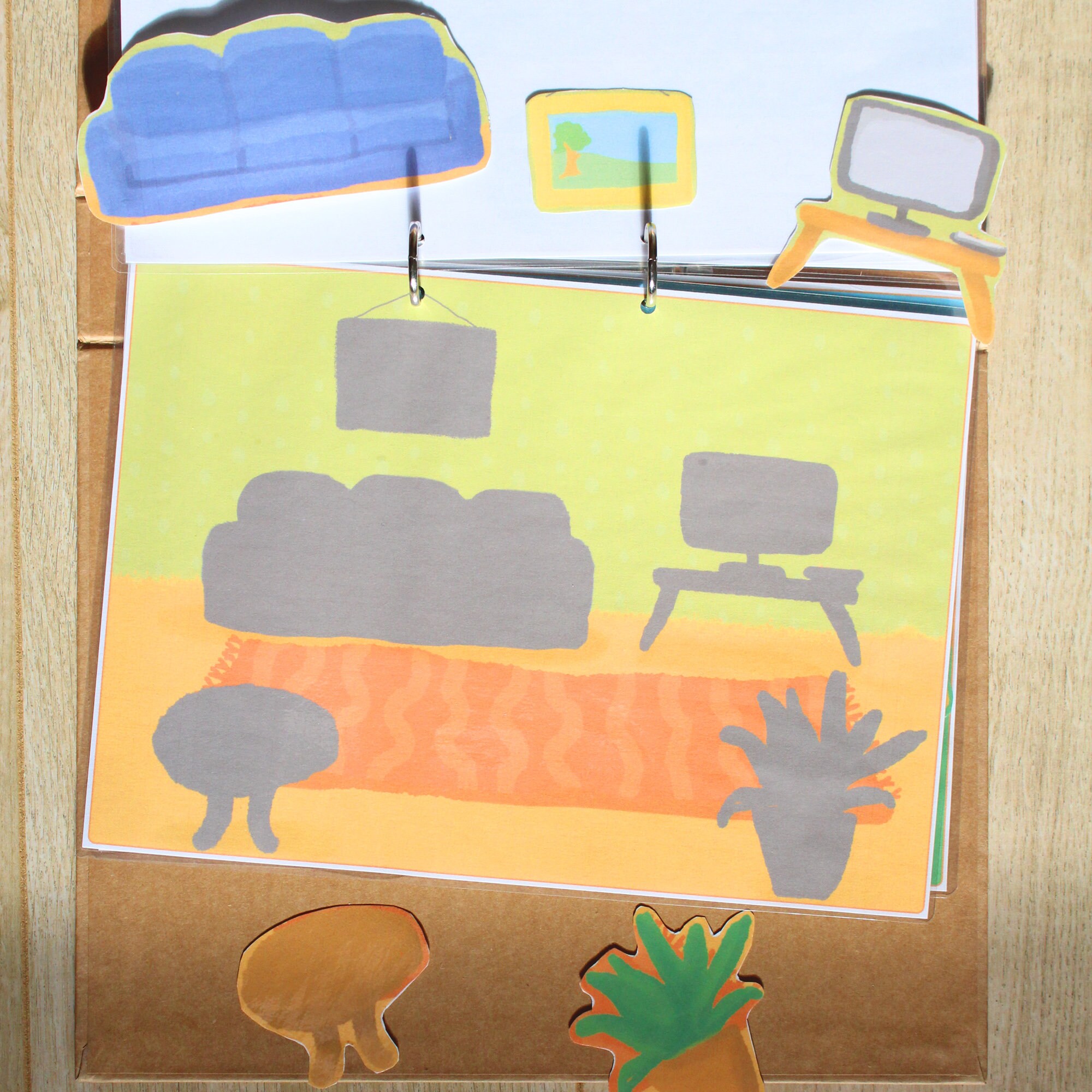 Colourful Printable Kids Busy Book Shadow Matching Shape Furniture ...