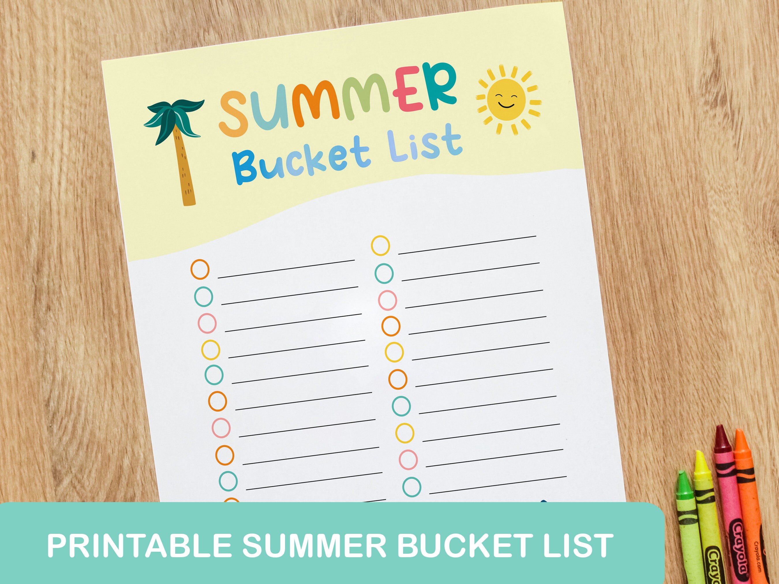 Kids Summer Bucket List Activities Printable, Colourful Summer to - Do ...