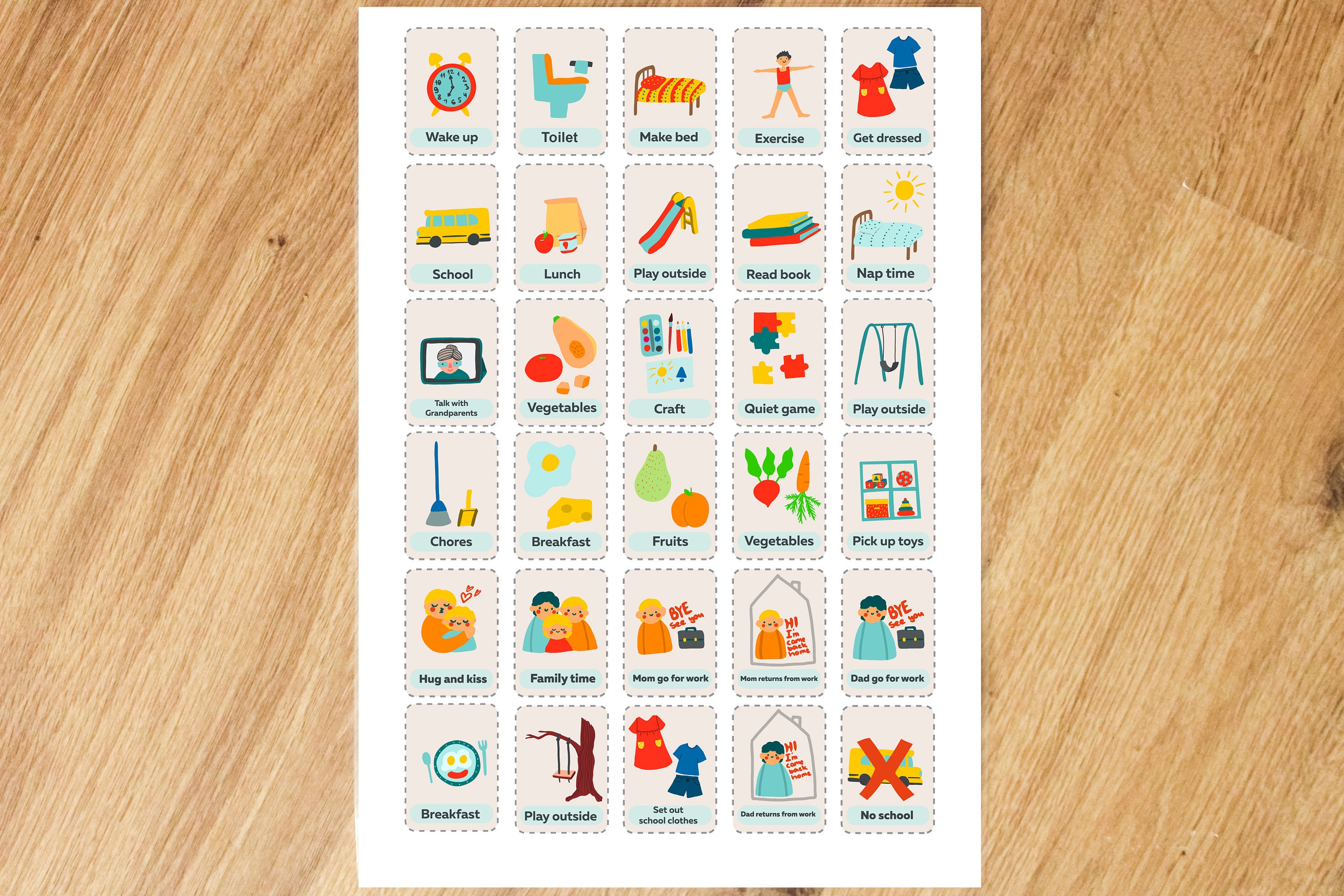 Daily Routine Morning Afternoon Chart for Kids Autism Friendly Visual ...
