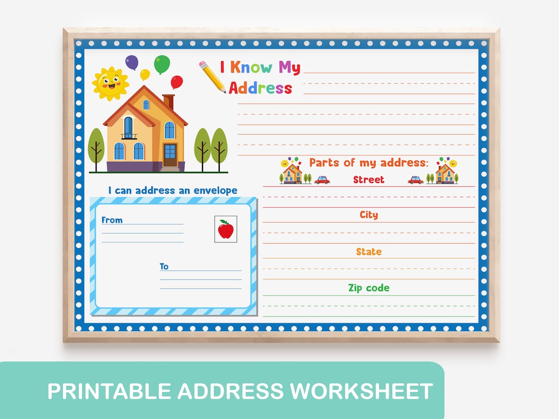 I Know My Address Kids Printable Life Skills Letter Address Worksheet ...