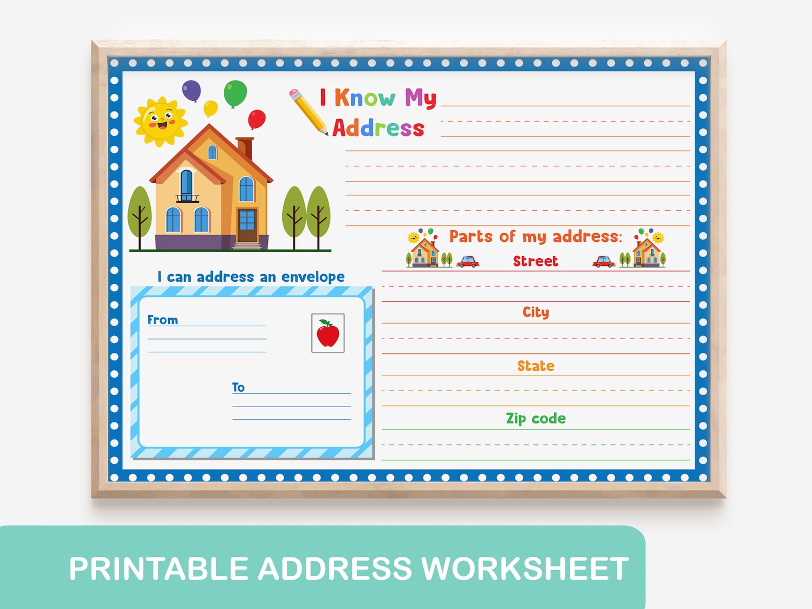 I Know My Address Kids Printable Life Skills Letter Address Worksheet ...