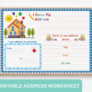 I Know My Address Kids Printable Life Skills Letter Address Worksheet ...