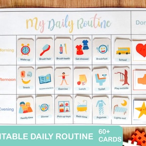 Daily Routine Morning Afternoon Chart for Kids Autism Friendly Visual ...