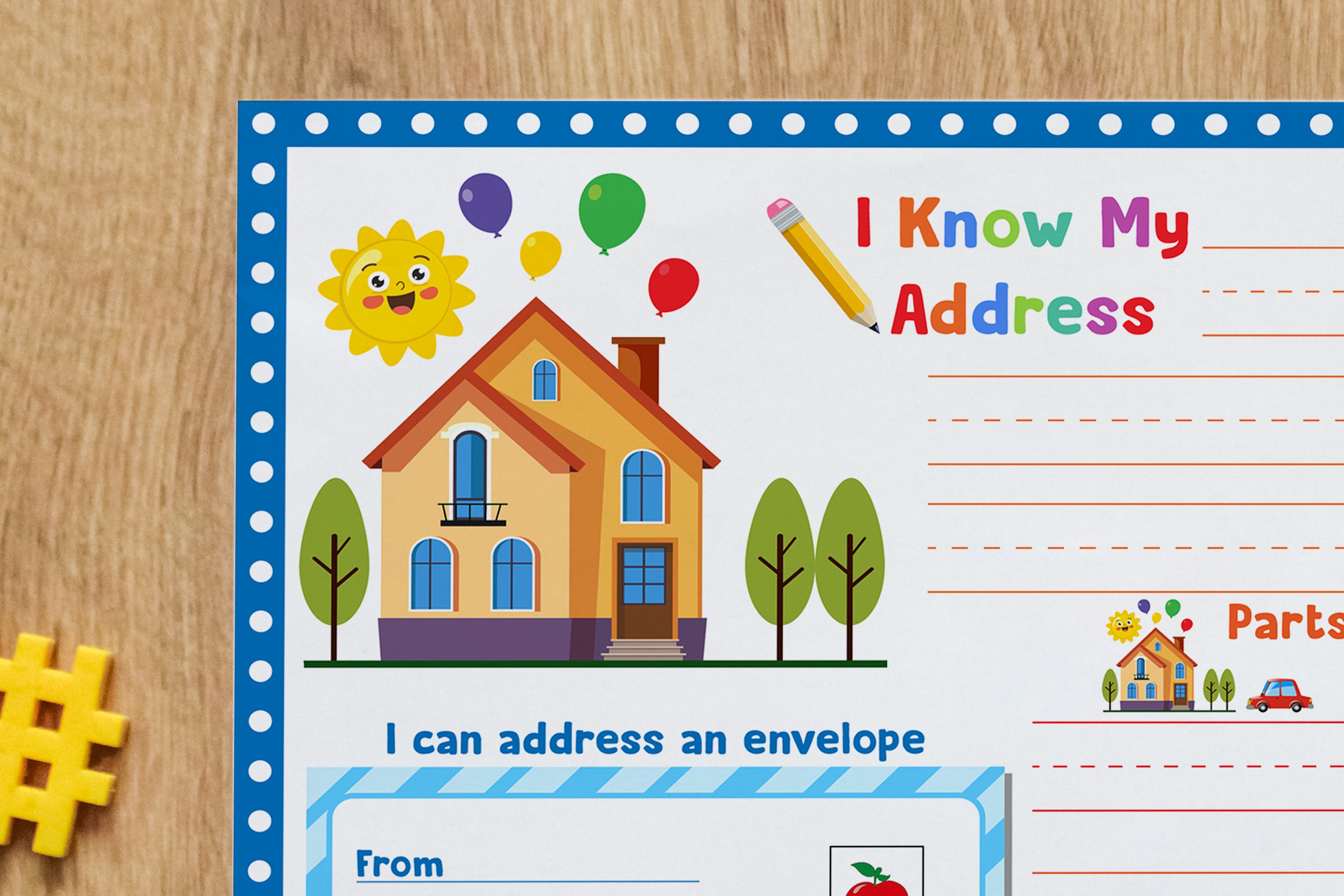 I Know My Address Kids Printable Life Skills Letter Address Worksheet ...