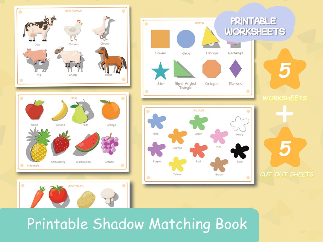 Ultimate Kids Shadow Matching Busy Book Printable Worksheets, Colour ...