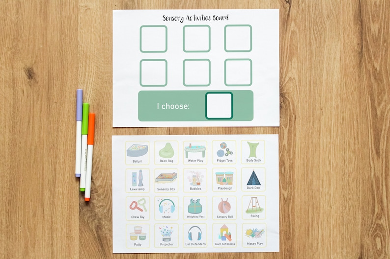 Sensory Activity Choose Board ASN Visual Communication Aid Printable ...